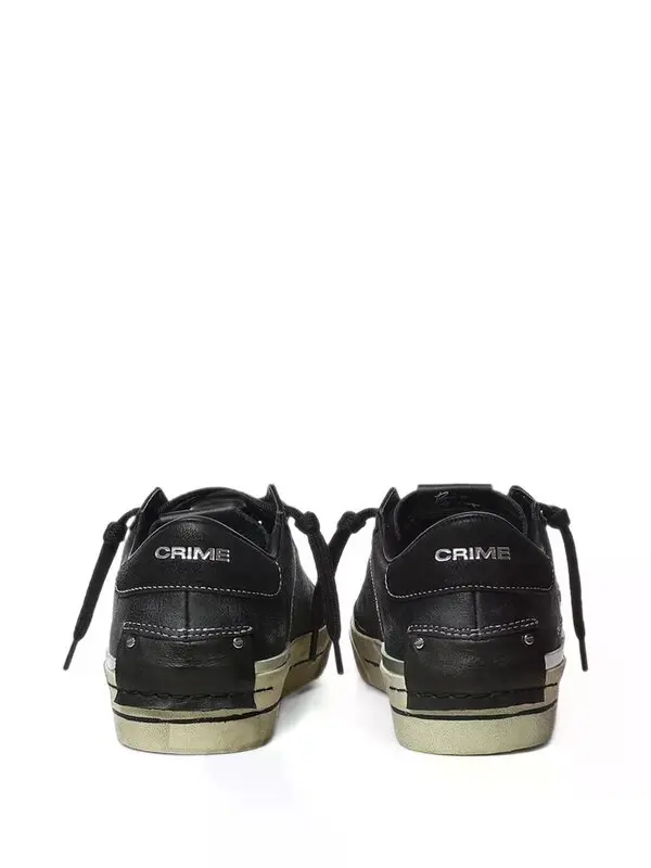 CRIME LONDON Midnight Distressed-effect Leather Sneakers