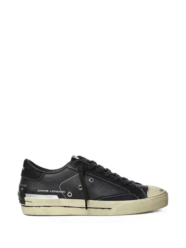 CRIME LONDON Midnight Distressed-effect Leather Sneakers - Black