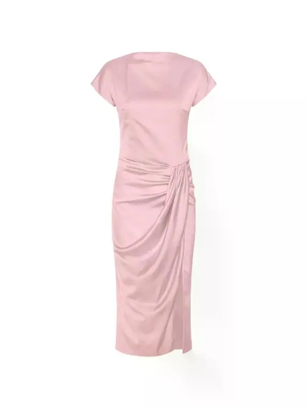 ROTATE BY BIRGER CHRISTENSEN Ruched Cap-sleeve Midi Dress
