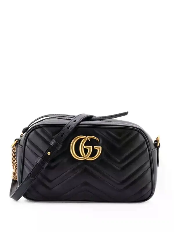 Gucci Gg Marmont Shoulder Bag Matelasse Leather Small Crossbody Bag - Black