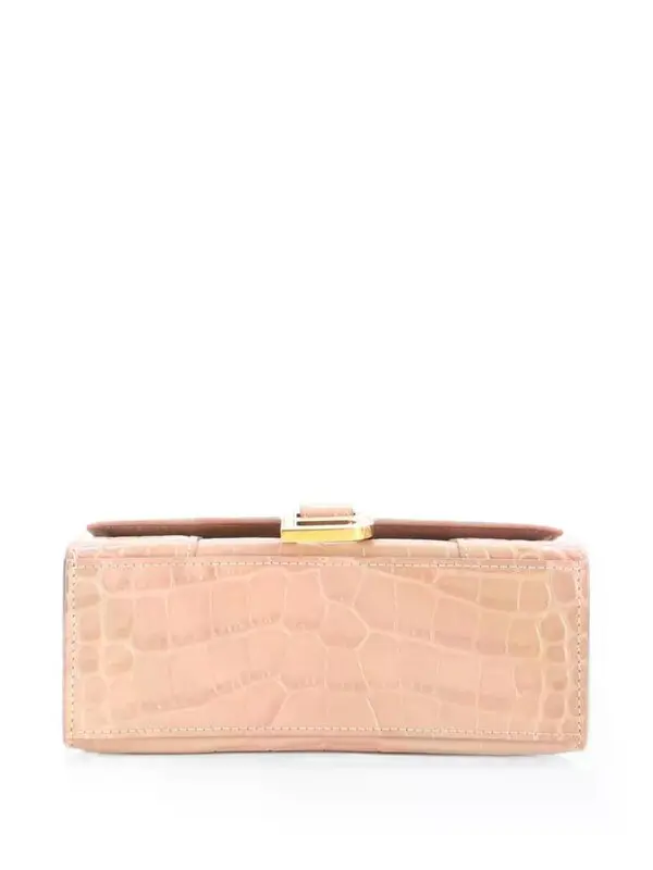 Balenciaga Hourglass Top Handle Bag Crocodile Embossed Leather Xs Satchel - Neutrals