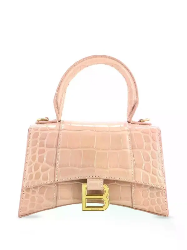 Balenciaga Croc Effect Embossed Leather Xs Satchel - Neutrals