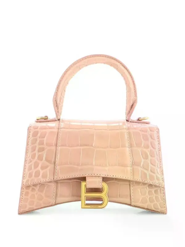 Balenciaga Croc Effect Embossed Leather Xs Satchel - Neutrals
