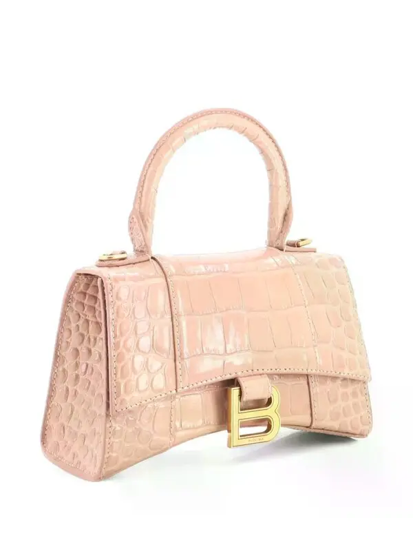 Balenciaga Croc Effect Embossed Leather Xs Satchel - Neutrals