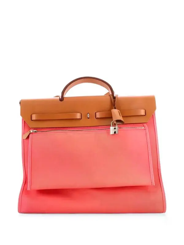 Hermès Herbag Zip Leather And Toile 39 Shoulder Bag