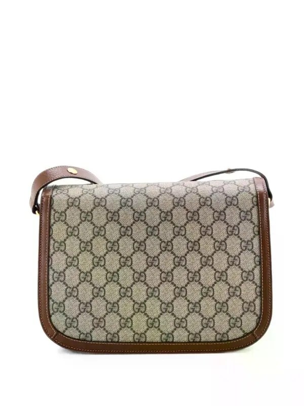 Gucci Horsebit 1955 Shoulder Bag Gg Coated Canvas With Leather Small Crossbody Bag - Brown