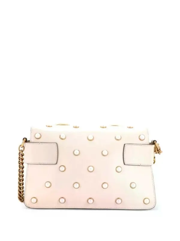 Gucci Broadway Pearly Bee Embellished Leather Mini Shoulder Bag - Neutrals