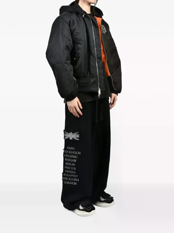 N.HOOLYWOOD Hooded Ma-1 Bomber Jacket - Black