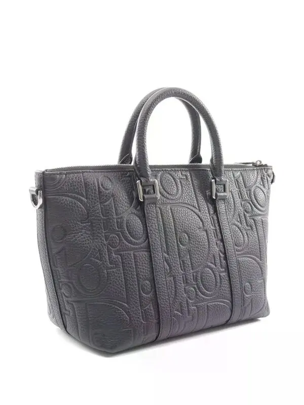 Dior Gravity Embossed Leather Tote Bag - Black