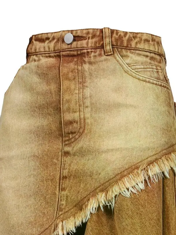 VIVAMUS Asymmetric Frayed-edge Midi Skirt