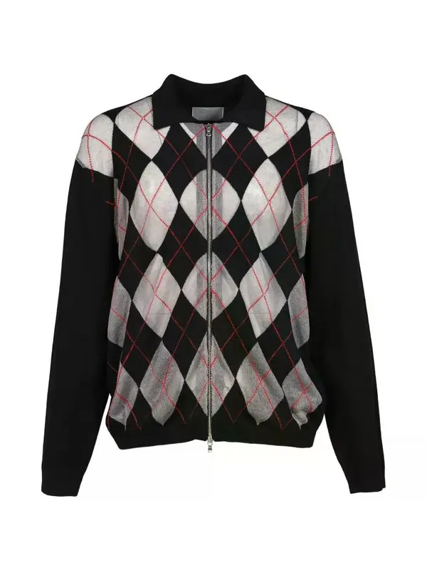 CEDARWOOD Cities Argyle Zip-up Cardigan - Black
