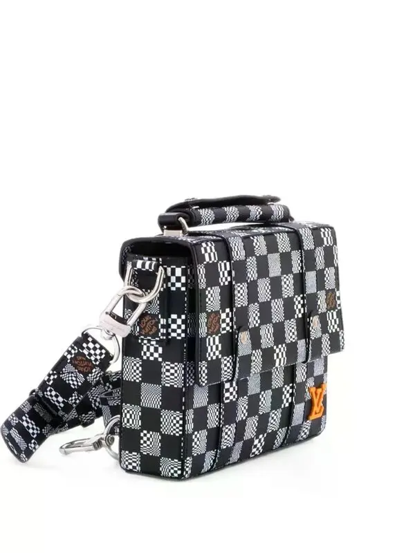 LOUIS VUITTON Flap Soft Trunk Messenger Bag Limited Edition Distorted Damier Crossbody Bag - Black