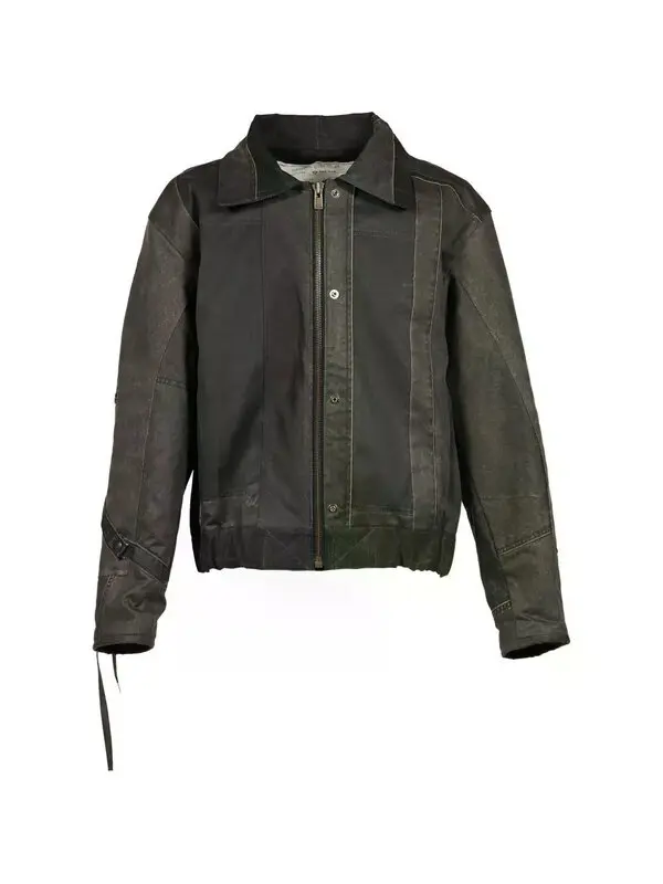 UNDER THE SIGN Dustborn Light Patchwork Waxed-effect Bomber Jacket - Black