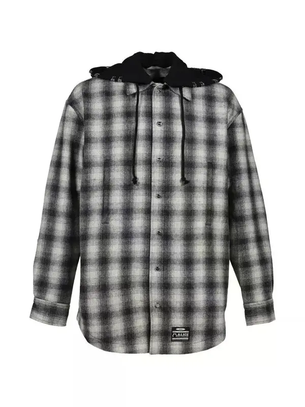 N.HOOLYWOOD Check Hooded Shirt - Grey