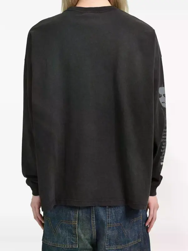 N.HOOLYWOOD Logo-print Washed-effect Long-sleeve T-shirt