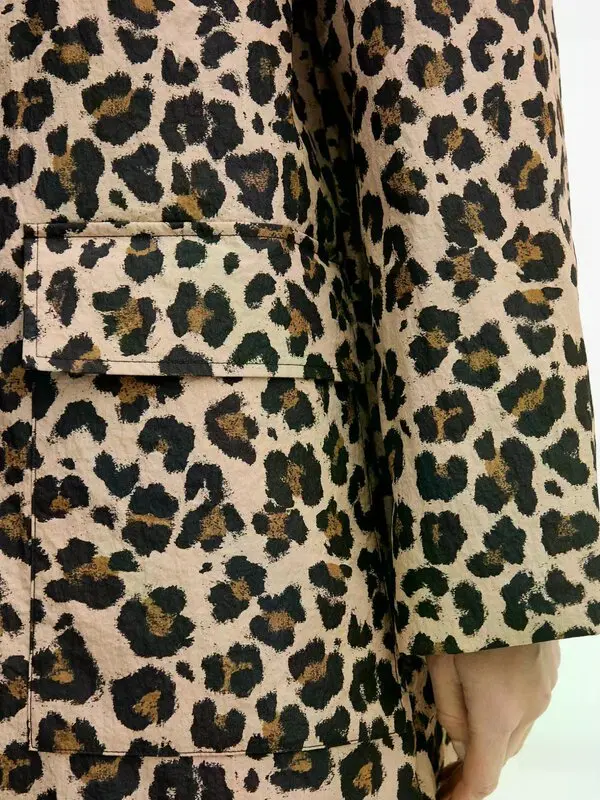 Sisley Animal Print Spread Collar Jacket
