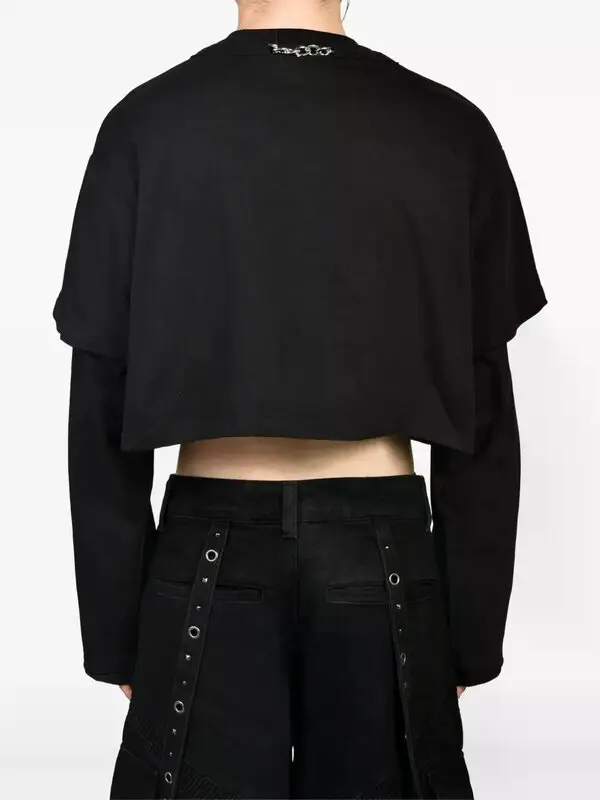 FINE CHAOS Layered Design Cropped T-shirt