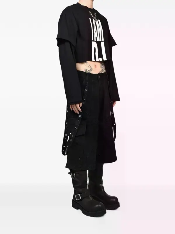 FINE CHAOS Layered Design Cropped T-shirt