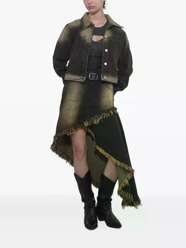 VIVAMUS Asymmetric Frayed Mini Skirt