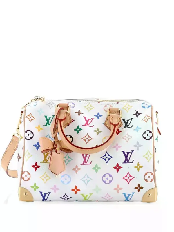 LOUIS VUITTON X Takashi Murakami Speedy Soft Bandouliere Bag Monogram Multicolor 25 Satchel - White
