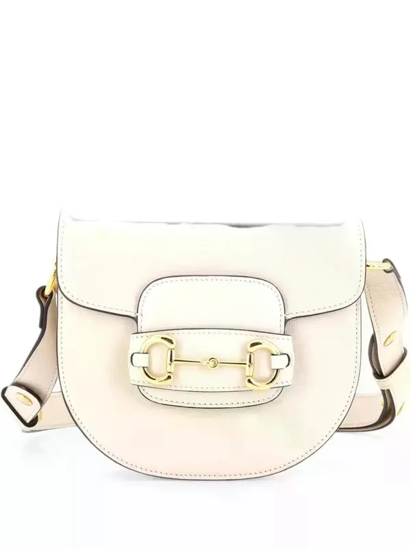 Gucci Horsebit 1955 Rounded Shoulder Bag Leather Mini Cross Body Bag - White