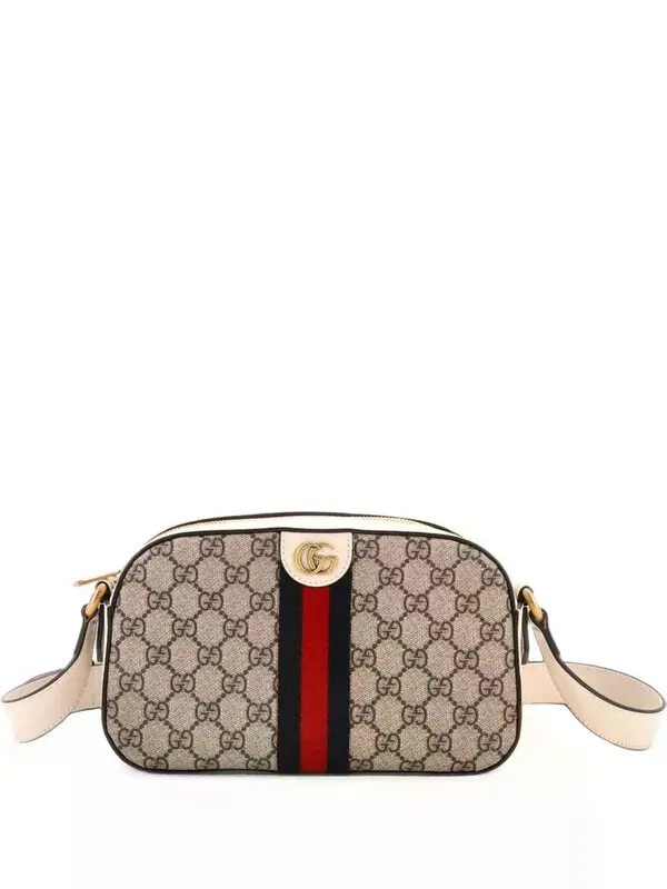 Gucci Ophidia Camera Shoulder Bag Gg Coated Canvas With Leather Small Crossbody Bag - Brown