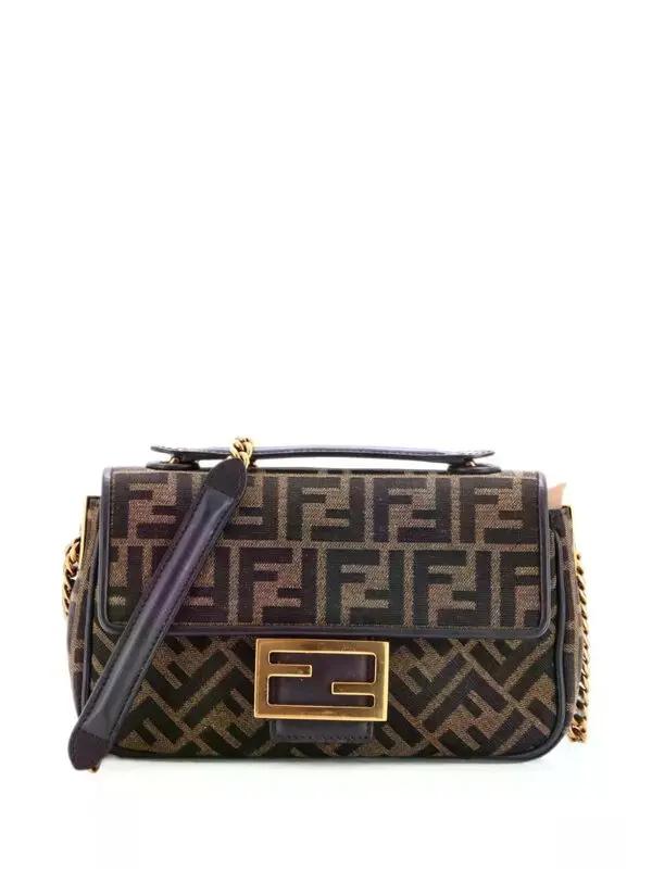 Fendi Midi Baguette Chain Bag Zucca Canvas Medium Crossbody Bag