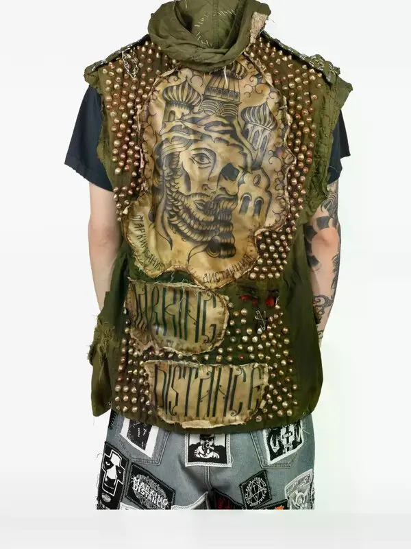 MARKING DISTANCE Gulag Patchwork Studded Gilet