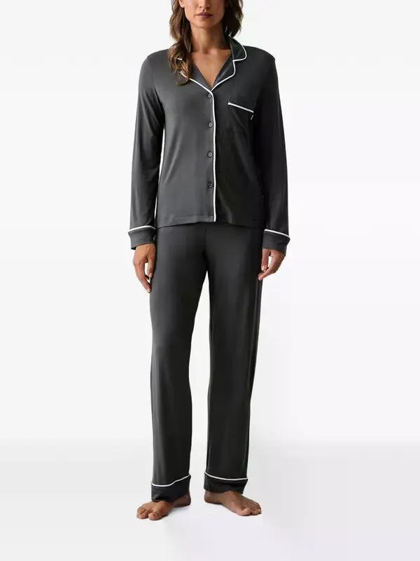 Dkny Piped-trim Pajamas - Grey