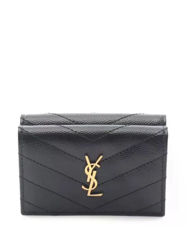 Saint Laurent 2020s Monogram Quilted Trifold Wallet - Black
