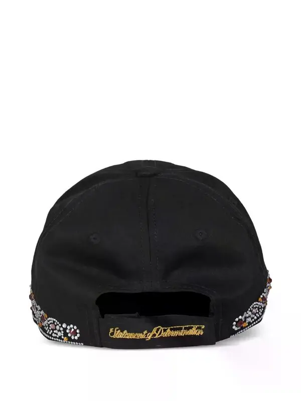 BOSSUP Rhinestone-embellished Embroidered Baseball Cap - Black