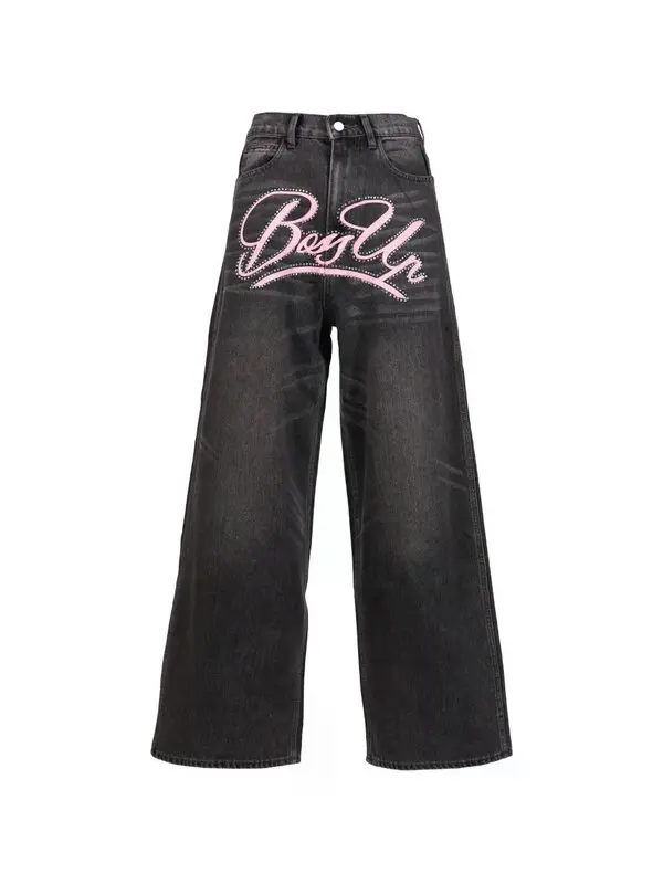 BOSSUP Swarovski Crystal-embellished Baggy Jeans