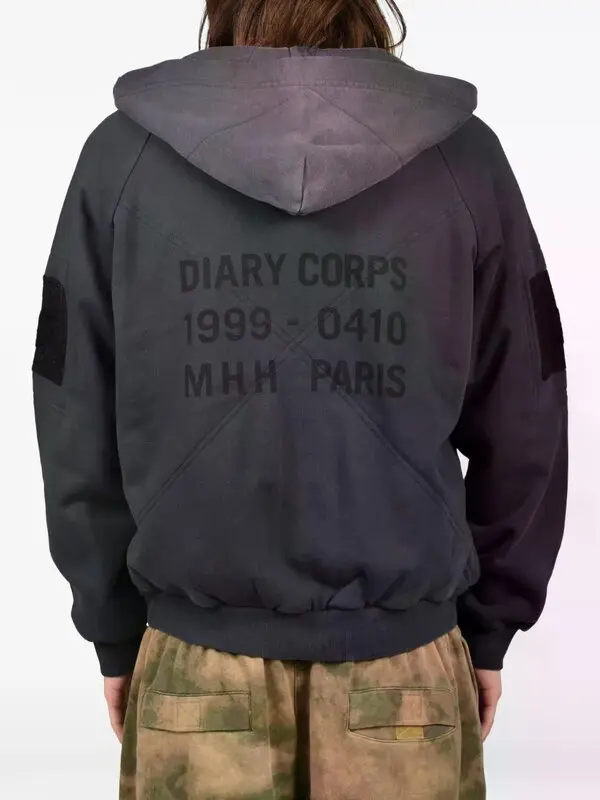 DIARY 1999 Faded-effect Logo-print Hoodie