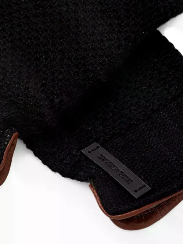 Paul & Shark Logo-patch Chunky-knit Gloves - Black