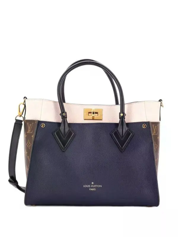 LOUIS VUITTON On My Side Leather With Monogram Canvas Mm Tote Bag - Blue