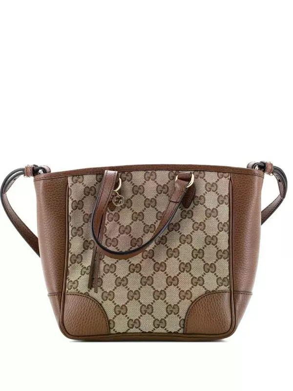 Gucci Bree Convertible Tote Gg Canvas With Leather Small Crossbody Bag - Brown