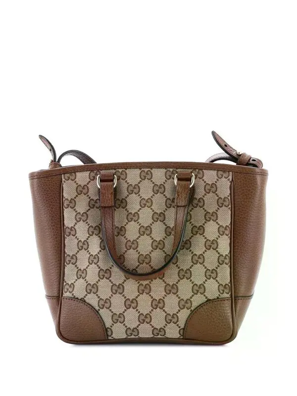 Gucci Bree Convertible Tote Gg Canvas With Leather Small Crossbody Bag - Brown