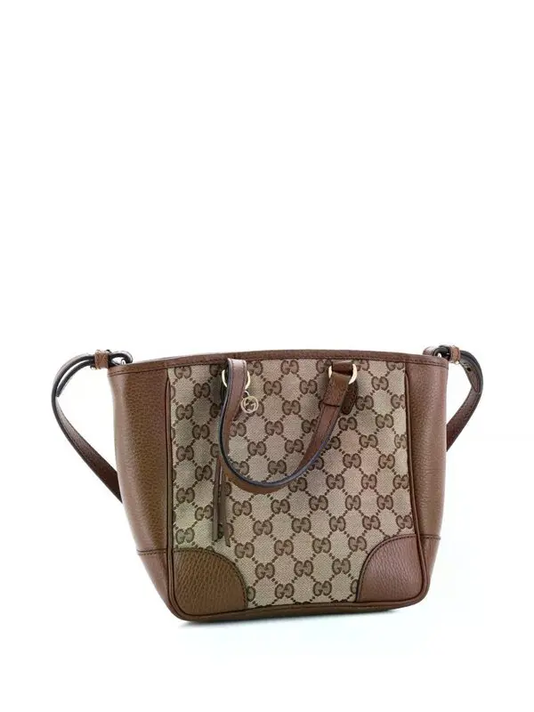Gucci Bree Convertible Tote Gg Canvas With Leather Small Crossbody Bag - Brown