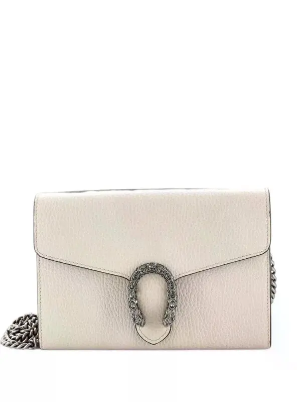 Gucci Dionysus Chain Wallet Leather With Embellished Detail Small Crossbody Bag - White