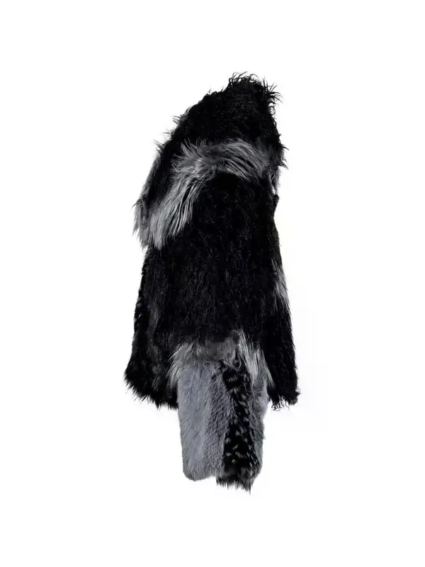 JADED LONDON Oksana Faux-fur Patchwork Asymmetric Jacket