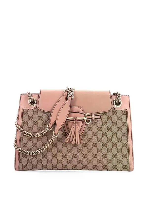 Gucci Emily Chain Flap Gg Canvas And Leather Large Shoulder Bag
