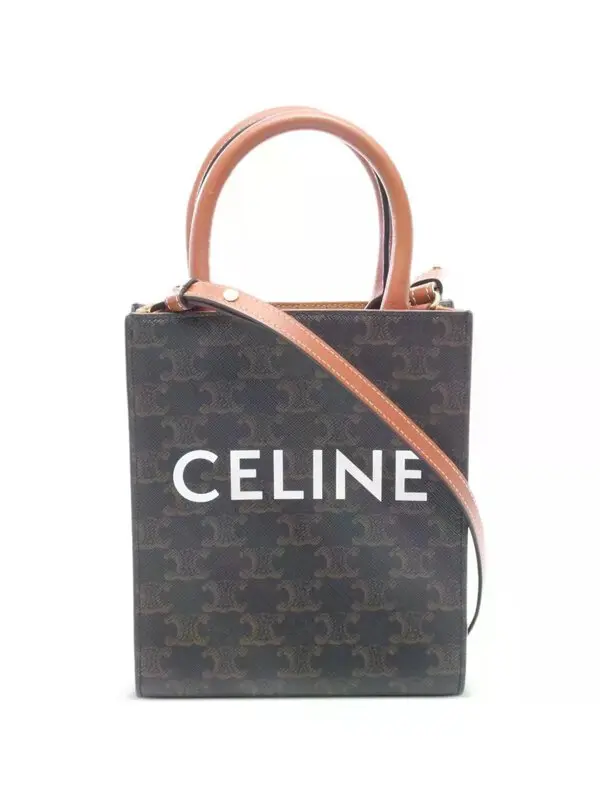 Celine Triomphe Canvas Logo Print Tote Bag - Black