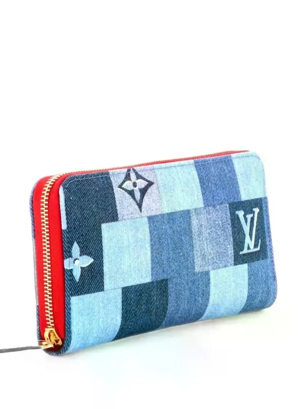 LOUIS VUITTON Zippy Wallet Damier And Monogram Patchwork Denim Small Wallets
