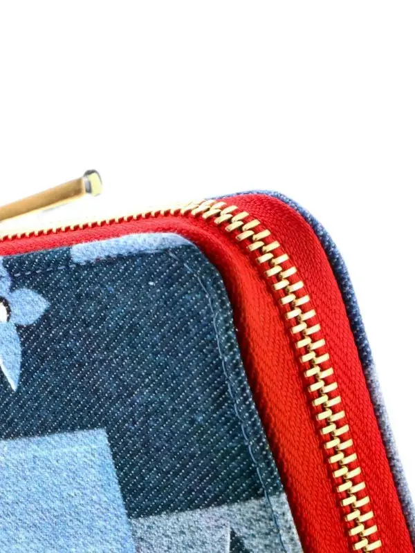 LOUIS VUITTON Zippy Wallet Damier And Monogram Patchwork Denim Small Wallets