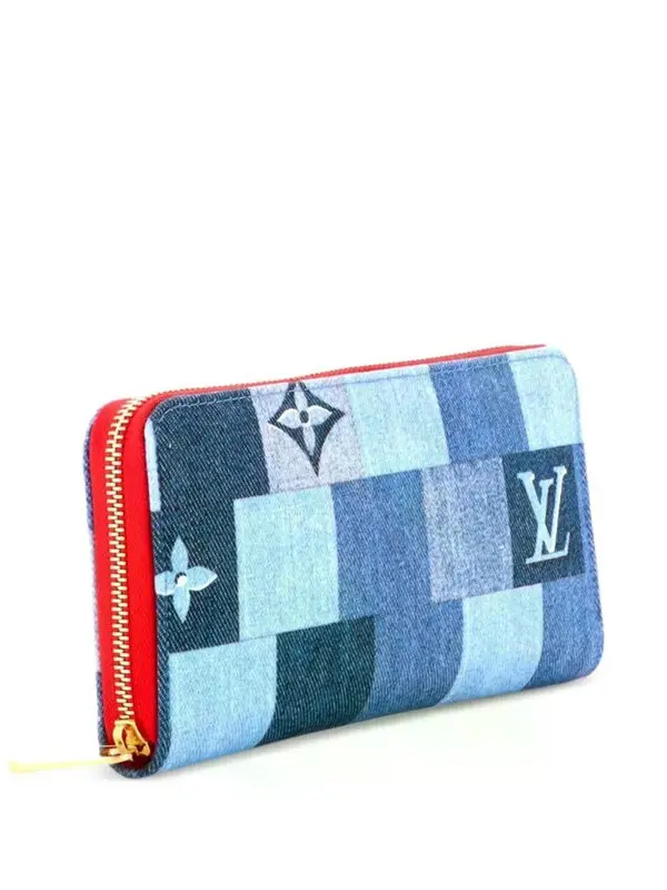 LOUIS VUITTON Zippy Wallet Damier And Monogram Patchwork Denim Small Wallets - Blue