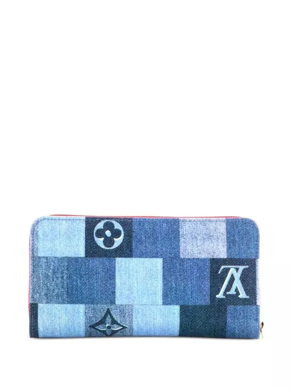LOUIS VUITTON Zippy Wallet Damier And Monogram Patchwork Denim Small Wallets