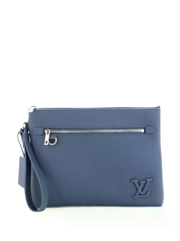 LOUIS VUITTON Aerogram Leather Pouch Clutch Bag - Blue