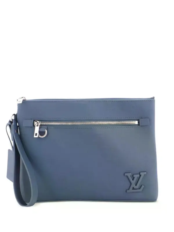 LOUIS VUITTON Aerogram Leather Pouch Clutch Bag - Blue