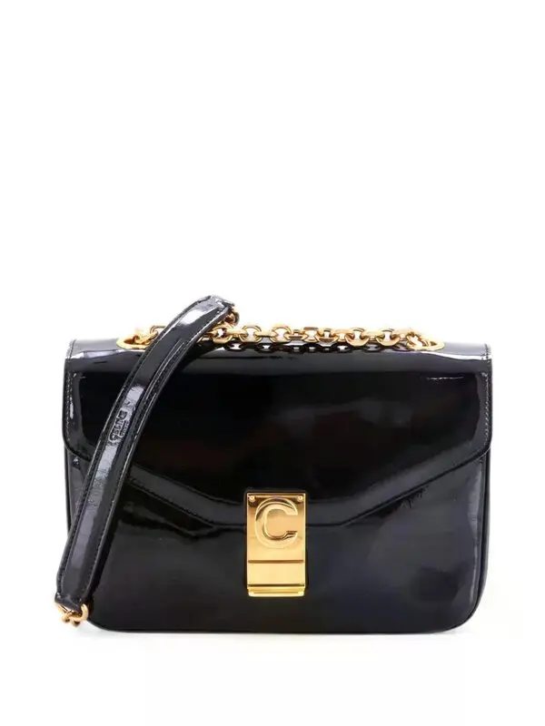 Celine C Bag Patent Medium Shoulder Bag - Black