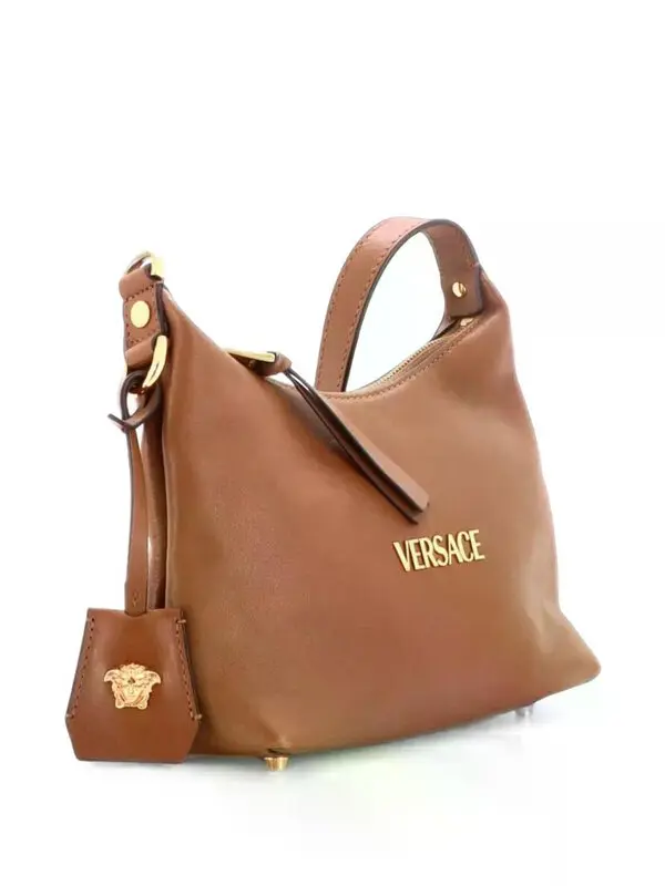 Versace Tag Leather Hobo Bag